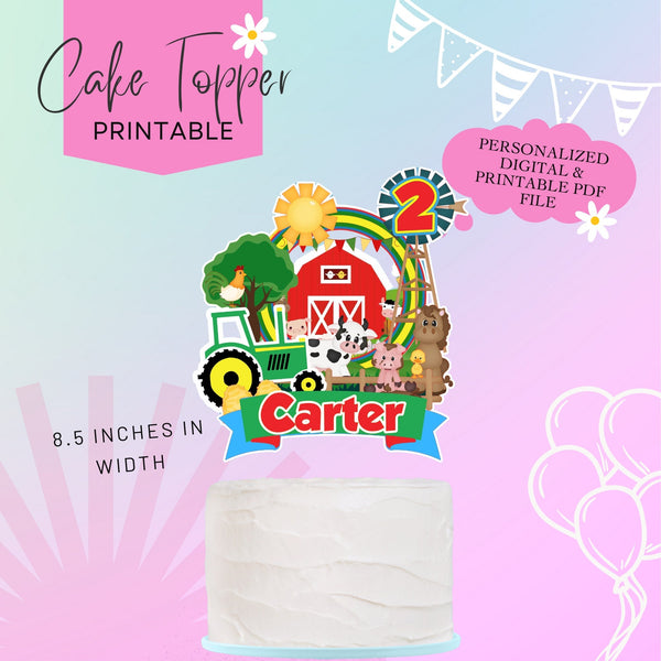 Farm Digital Cake Topper - Printable Cake Topper – jessicaantoinedesigns